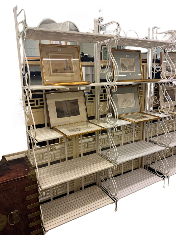 Pair folding French bakers five tier racks, 191cm by 74.5cm by 37cm ...