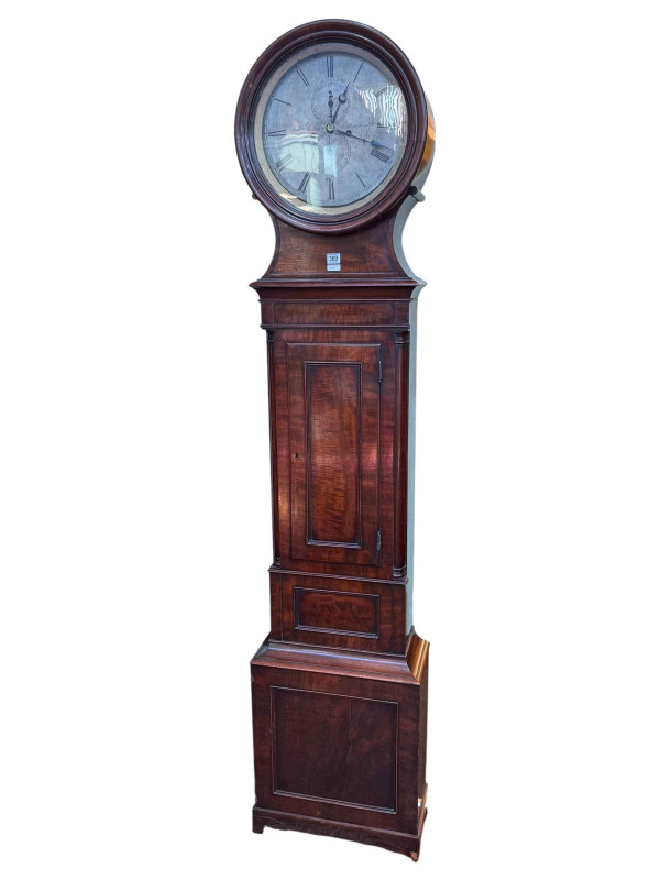 Antique Scottish mahogany drumhead eight day longcase clock having ...