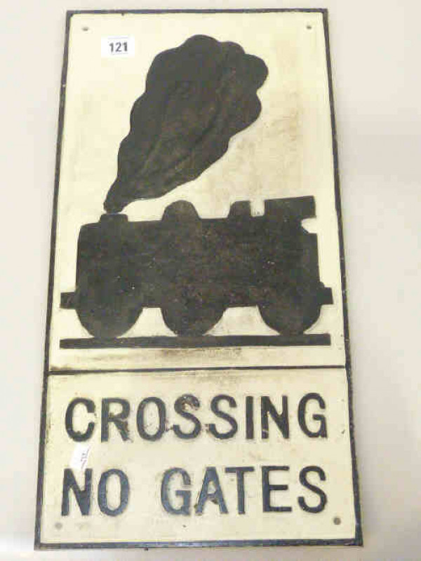 Cast metal railway sign 'Crossing No Gate' | Thomas Watson